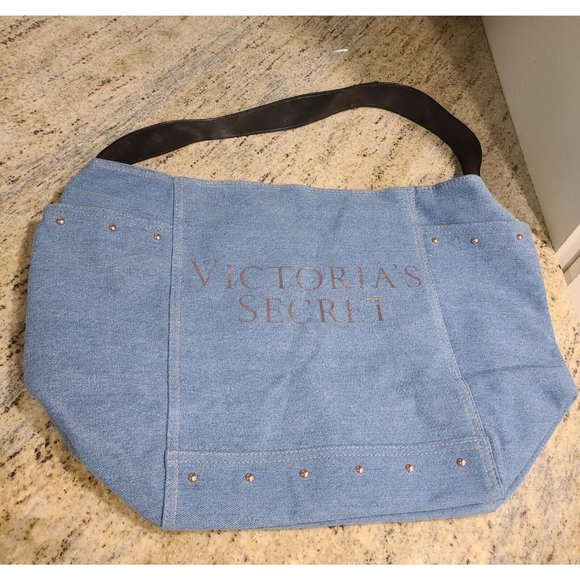 Victoria's Secret | Bags | Victorias Secret Blue Denim Rose Gold ...